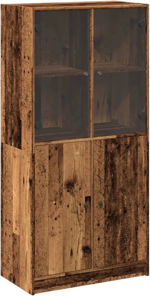 Highboard s dvířky old wood 68 x 37 x 142 cm kompozitní dřevo 3318722