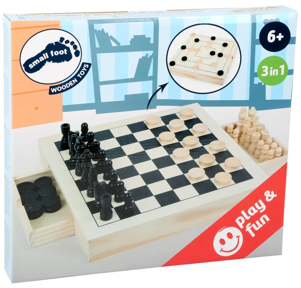 small foot Dřevěné kompaktní šachy 3v1