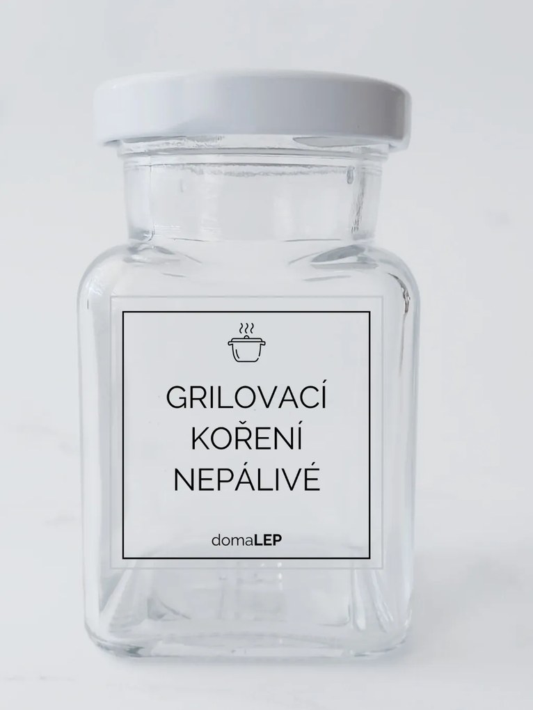 Samolepka na kořenky GRILOVACÍ KOŘENÍ NEPÁLIVÉ průhledná 5 × 5 cm základní písmo