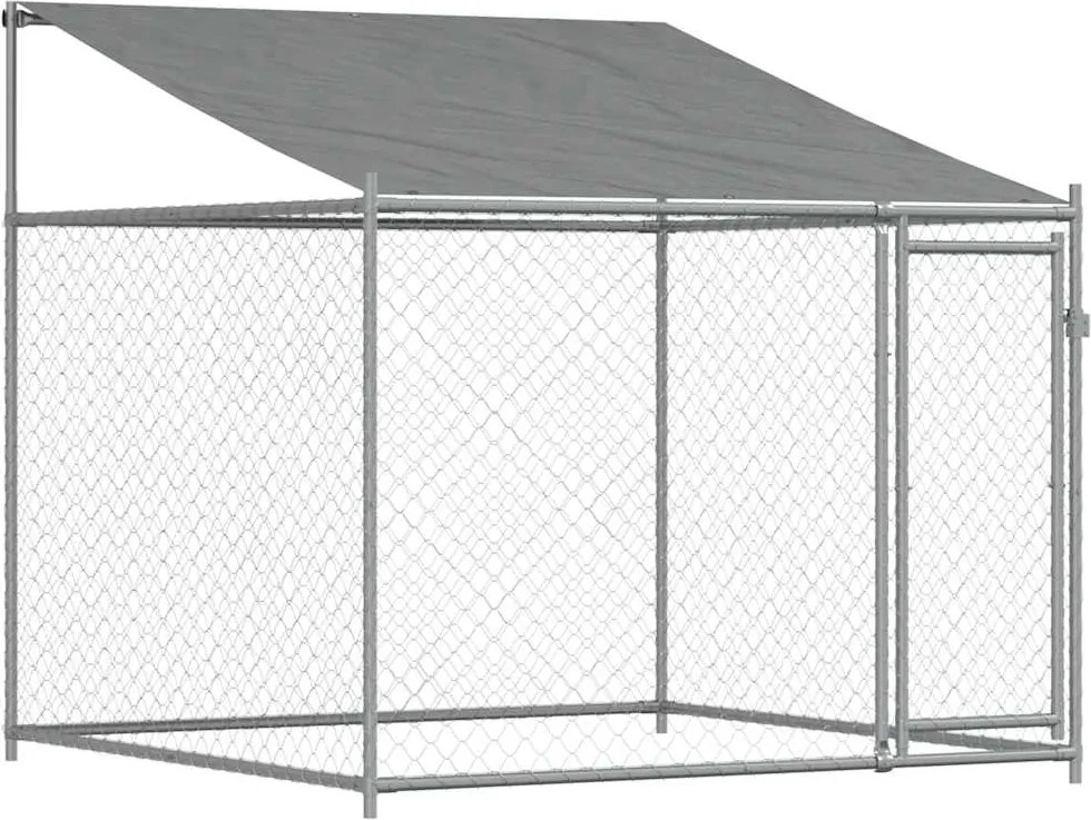 Klec pro psy se střechou a dvířky šedá 4x2x2 m pozinkovaná ocel 3209568
