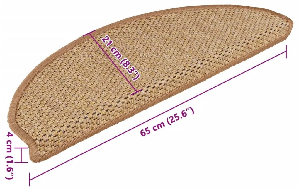 vidaXL Marketos Samolepicí nášlapy na schody vzhled sisal 15 ks 65x21x4cm sisal