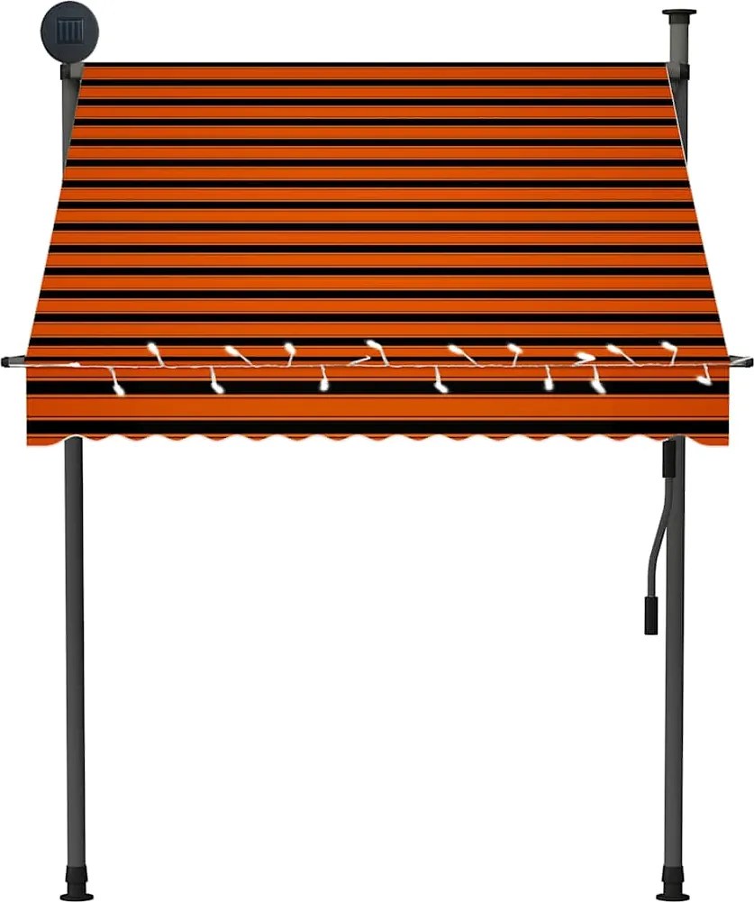 Ručně zatahovací markýza s LED světlem 150 cm oranžovo-hnědá 145877