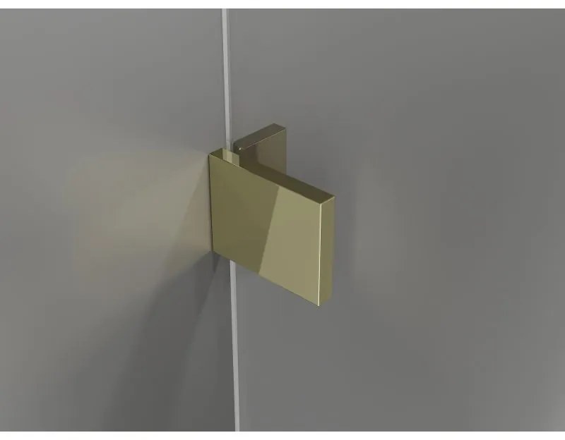 Mexen Lunar, L pravý výklopný pětiúhelníkový sprchový kout 80 x 100 cm, 8mm čiré sklo, zlatý profil, 831L-080P-100L-50-00-P