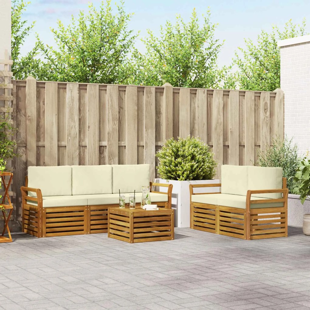 Venkovní pohovková souprava 6 ks Přirozená a Krémová 3374370