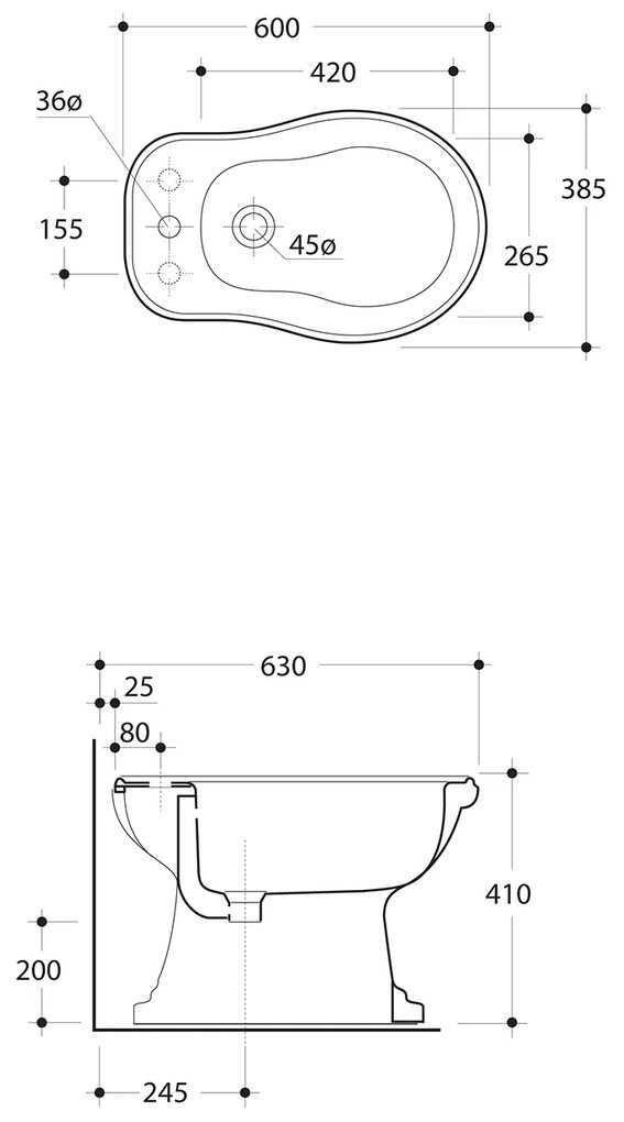 Kerasan RETRO bidet stojící 38,5x60cm, bílá - 102001