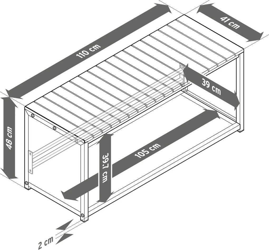 Tchibo - Lavice s prostorem na krbové dřevo, 110 cm