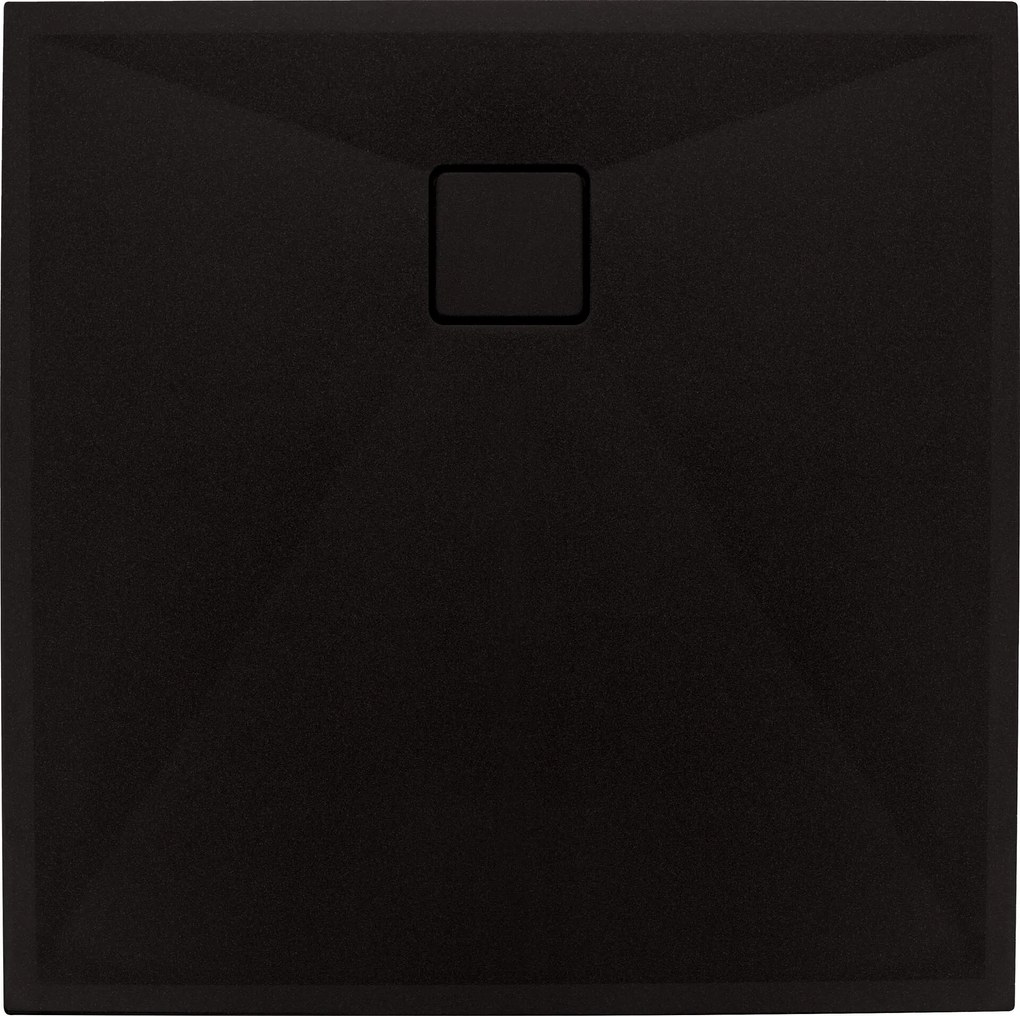 Deante Correo, čtvercová granitová sprchová vanička 90x90x3,5 cm, černá, KQR_N41B
