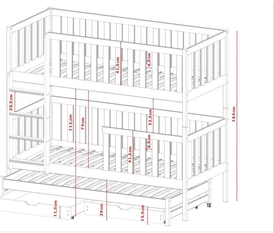 Legno Dětská patrová postel Leona borovice Rozměr (cm): 80x180