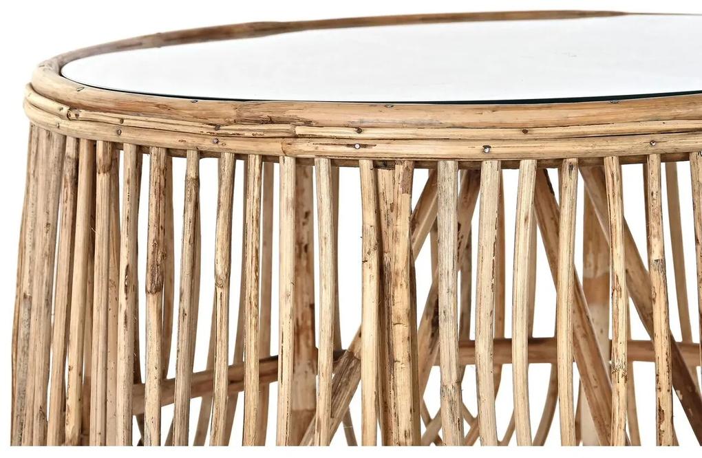 DKD Home Decor Konferenční stolek Sklo, Ratan 60 x 60 x 49 cm