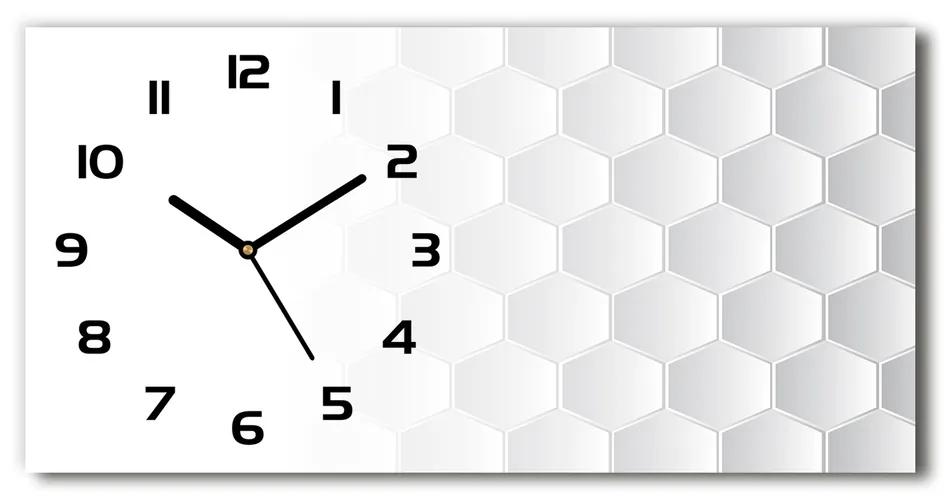 Wallmuralia Skleněné hodiny na stěnu Šestiúhelníky pozadí 60x30 cm