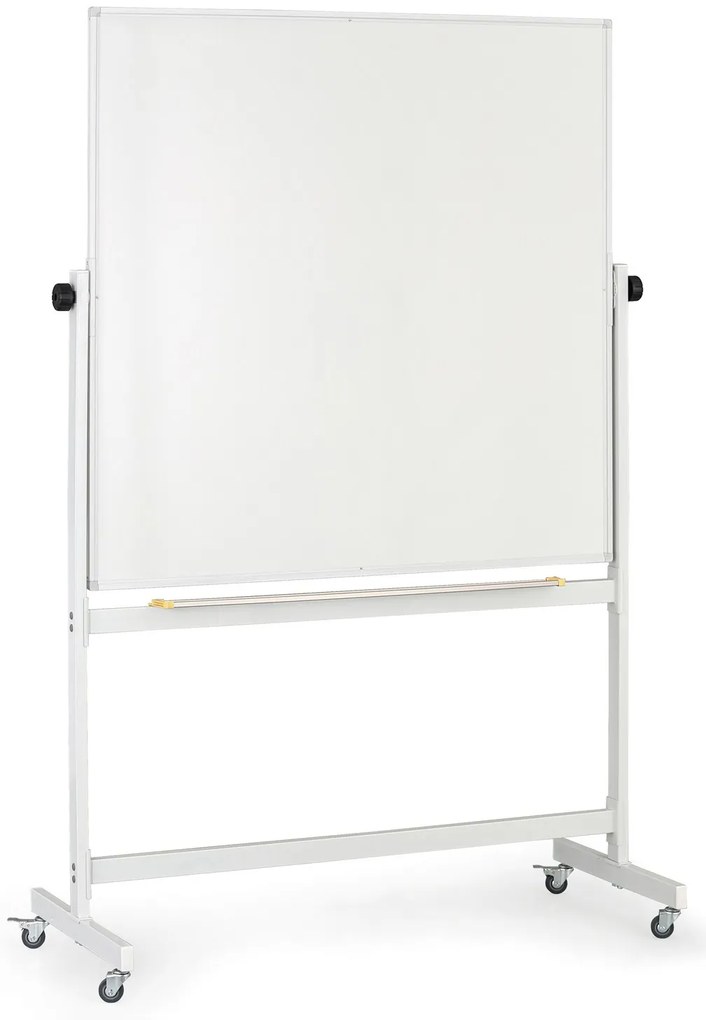 Mobilní otočná magnetická tabule, keramický povrch, 1200 x 1200 mm