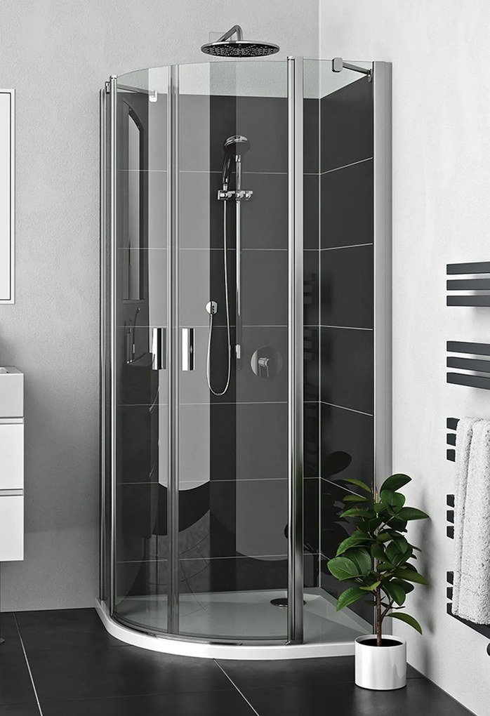ROLTECHNIK Čtvrtkruhový sprchový kout s dvoukřídlými otevíracími dveřmi LZR2/900 brillant/transparent 225-9000000-00-02