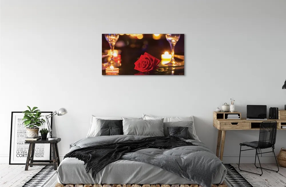 Obrazy na plátně Rose svíčka brýle 120x60 cm