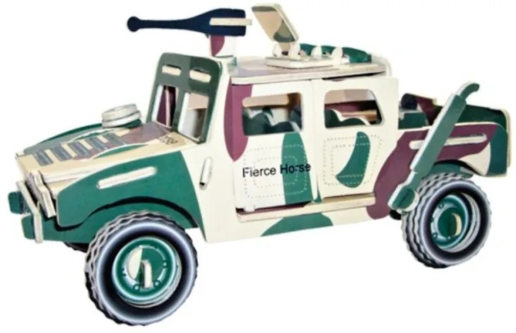 Woodcraft dřevěné 3D puzzle - skládačka Bojové vozidlo P063, 12 x 22 x 11 cm