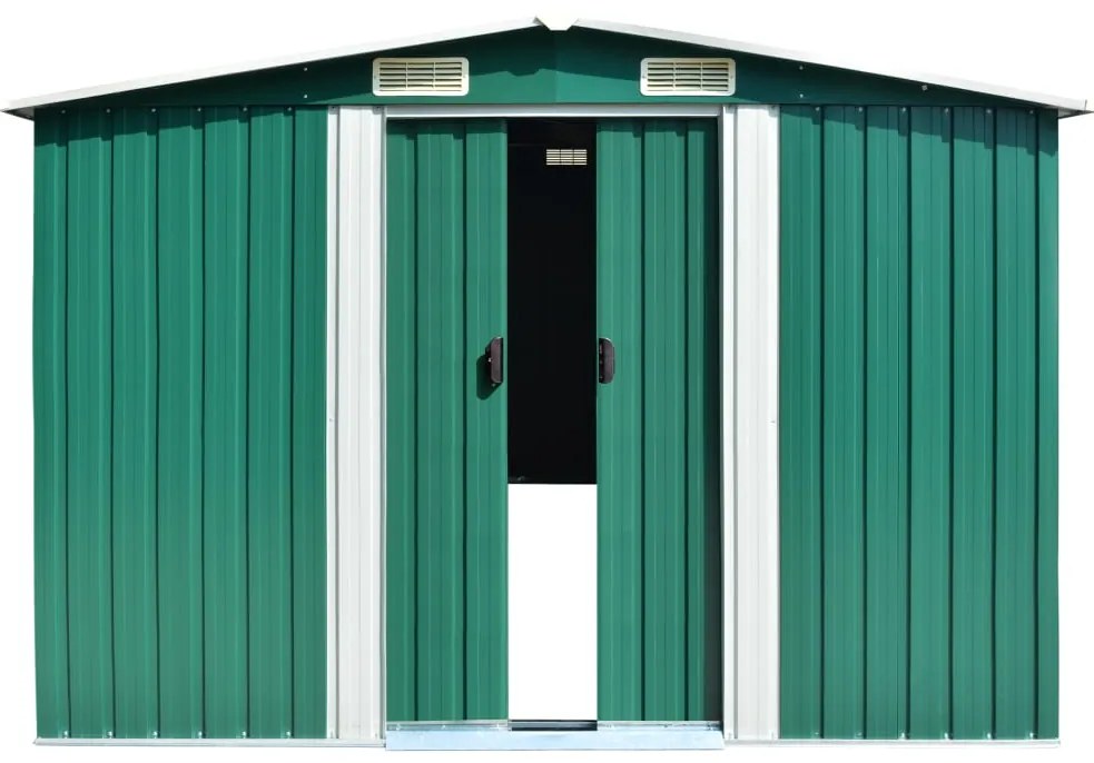 143352 vidaXL Zahradní domek 257 x 597 x 178 cm kovový zelený