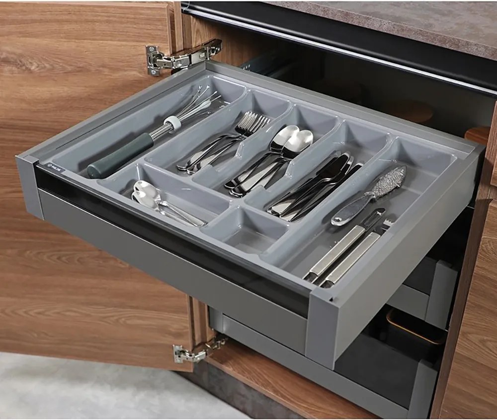 Vklad organizér 60 | plastový | do zásuvky kuchyňské skříňky 60 cm | šedý