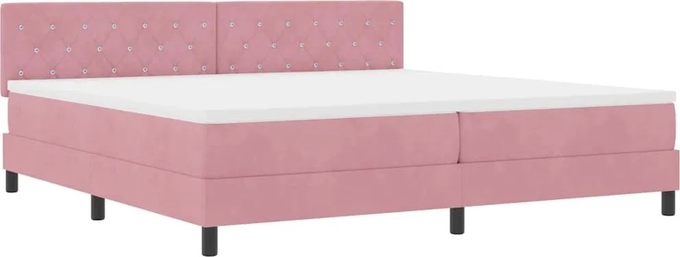 Postel s boxspringem s matrací s čelo Růžová 200 x 200 cm samet 3339133