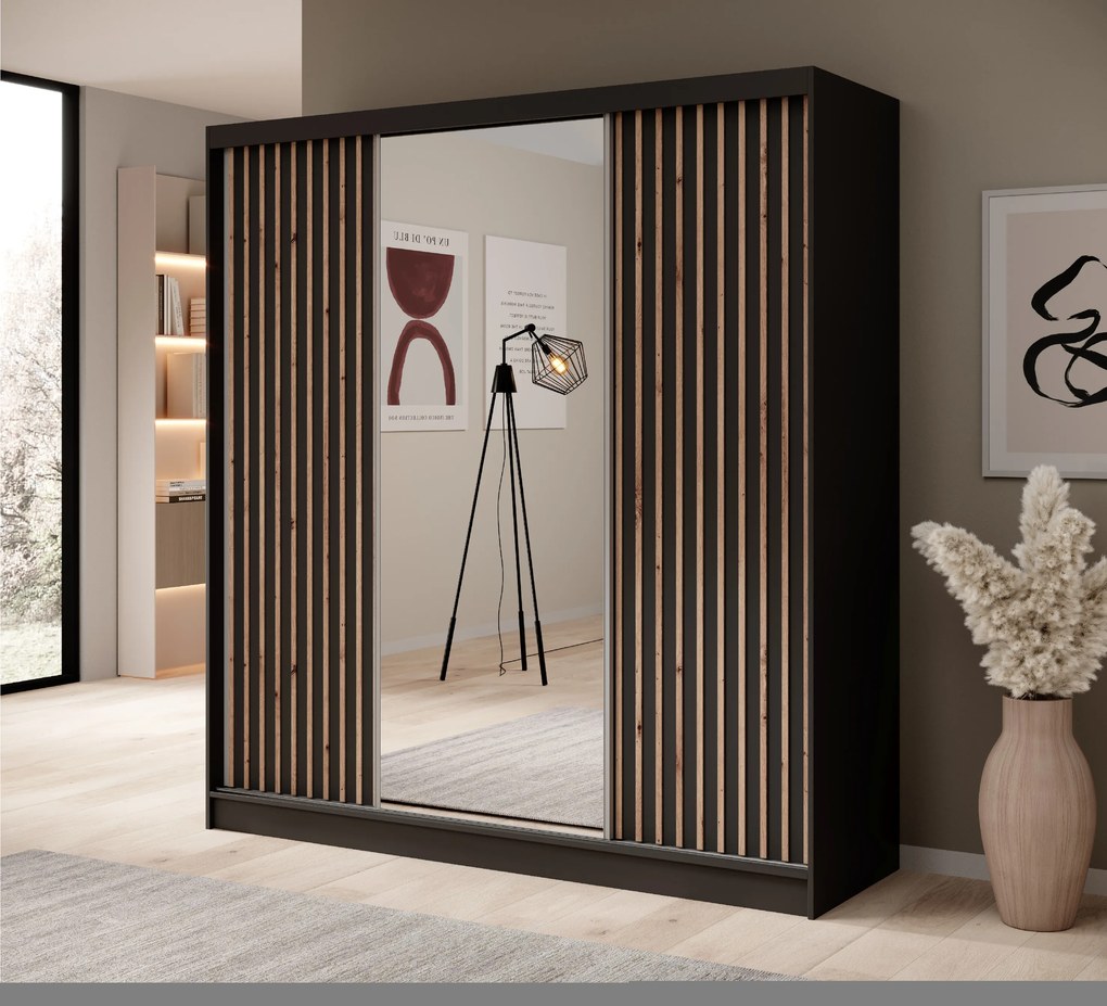 ADRK Furniture Šatní skříň s zrcadlem Ida 200 ADRK-SW-IDA-B-200