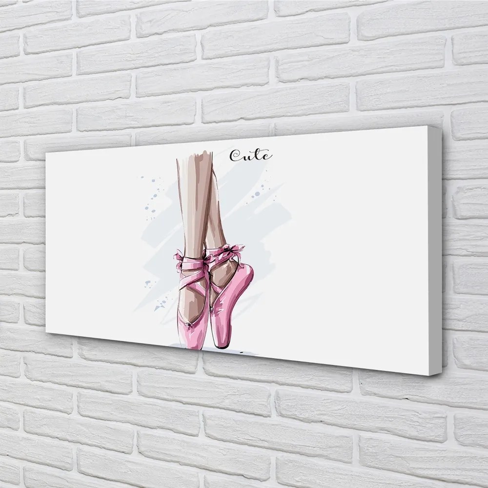 Obrazy na plátně růžové baletní boty 125x50 cm
