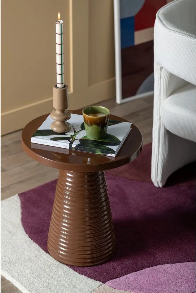 Kovový kulatý odkládací stolek ø 40 cm Catania Ribbed – Leitmotiv