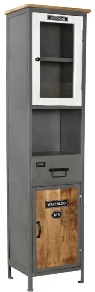furniture-nabytek.cz - Masivní koupelňová skříňka Pineford z mangového dřeva a kovu, lakovaná, vícebarevná – 45×35×185 cm