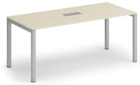 Stůl SQUARE 1800 x 800 x 750, bříza + stolní zásuvka TYP IV, stříbrná