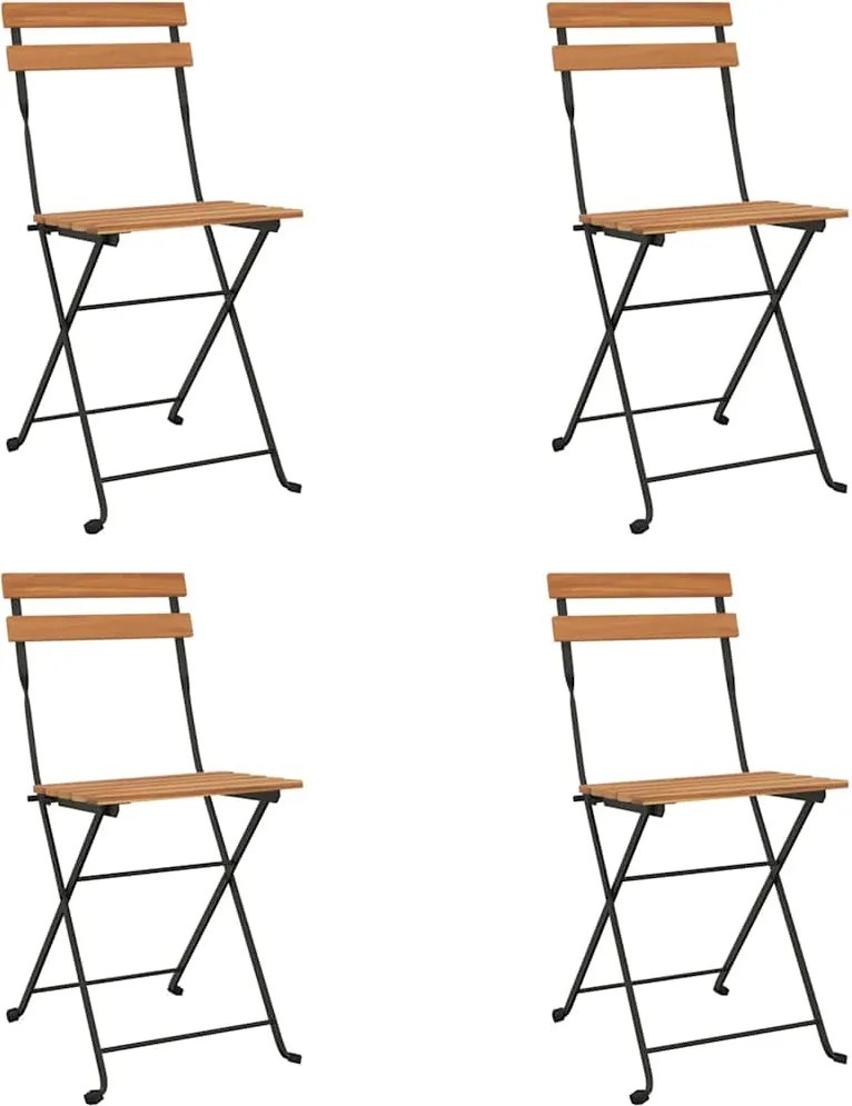 Skládací židle 4 ks, masivní dřevo, teak a ocel 319980