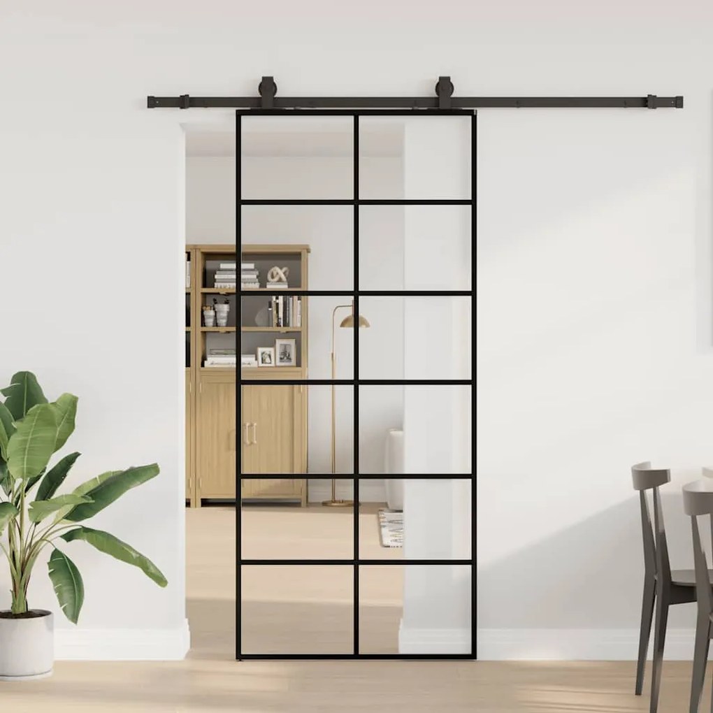 Posuvné dveře se sadou kování černé 90x205 cm ESG Glass 3375851