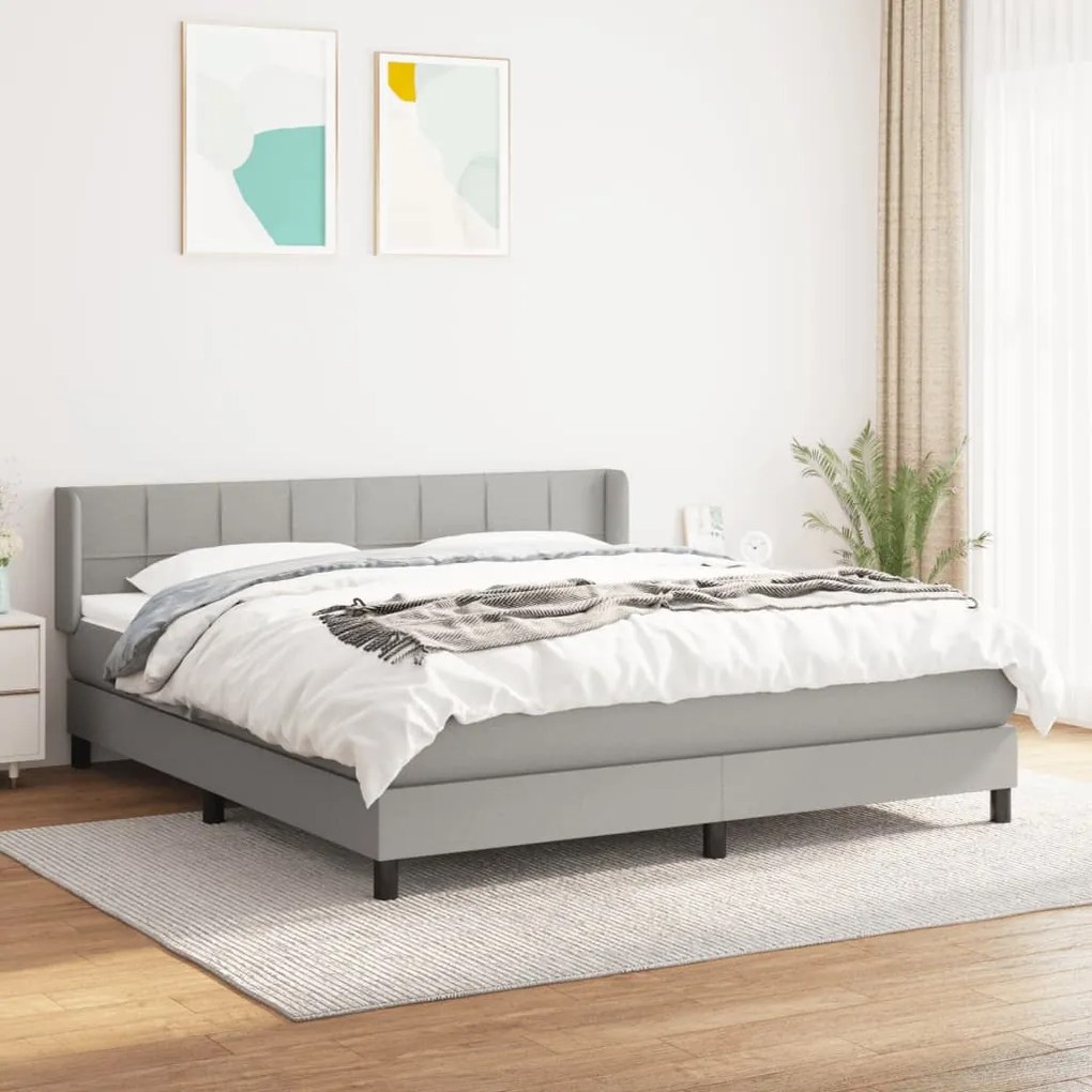 Box spring postel s matrací světle šedá 160 x 200 cm textil 3129721