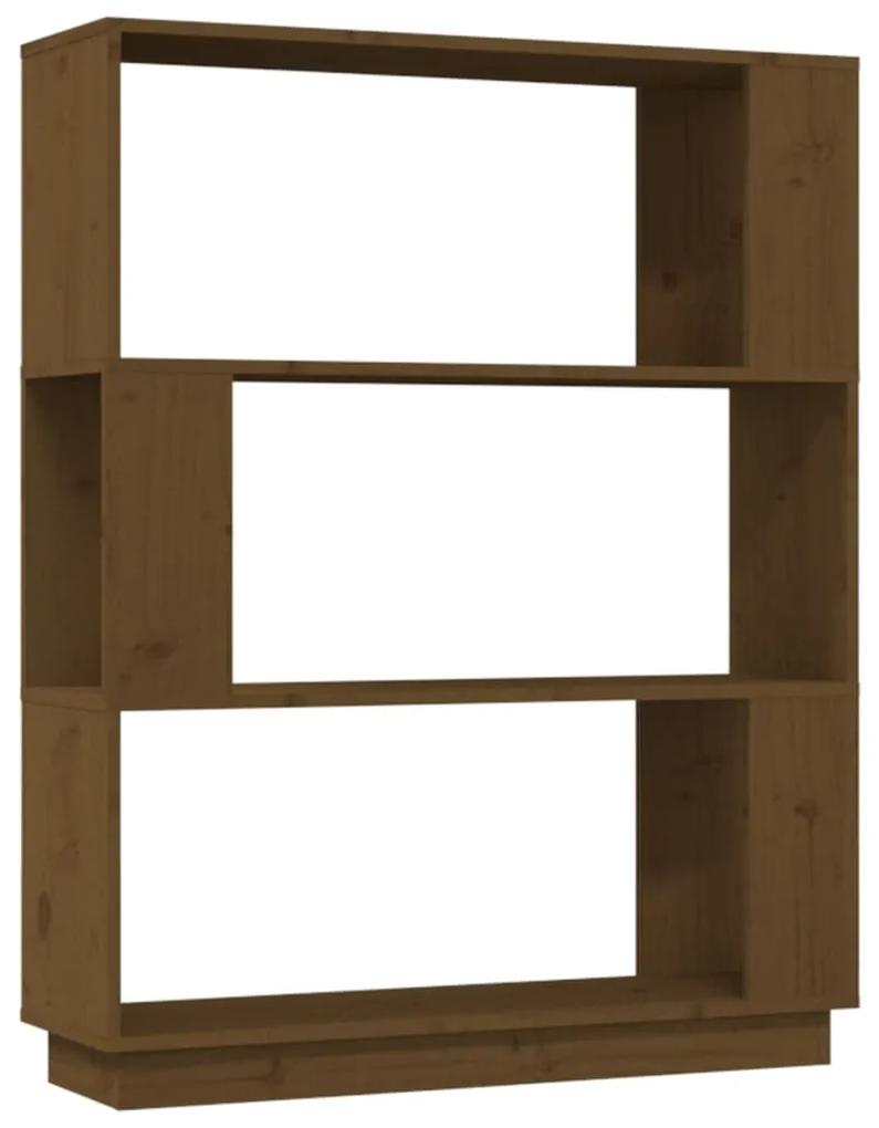 Knihovna / dělicí stěna medově hnědá 80x25x101 cm masivní dřevo - Default Title