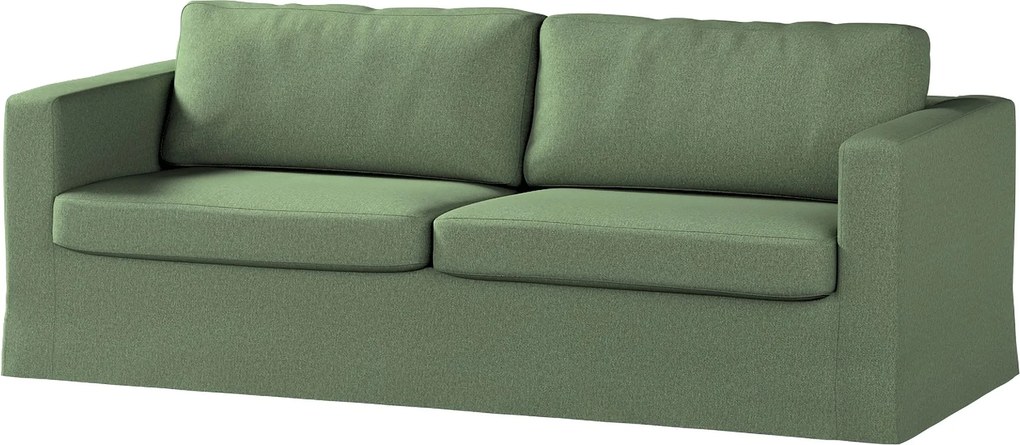 Potah na pohovku IKEA Karlstad 3-místná, nerozkládací, dlouhý barva zelená látka pletený vzor