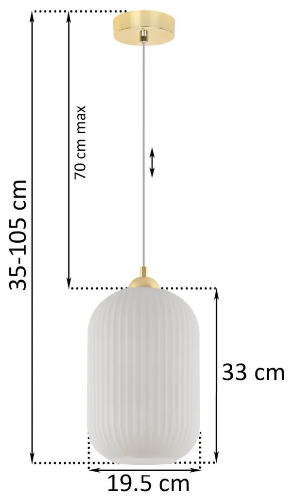 Závěsné svítidlo Riffle 4, 1x bílé skleněné stínítko, g