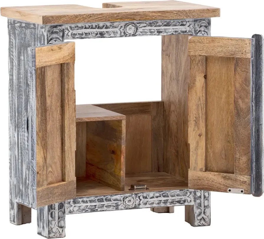 furniture-nabytek.cz - Masivní umyvadlová skříňka Santoro z dřeva Holz - Mango, lakovaná, šedá