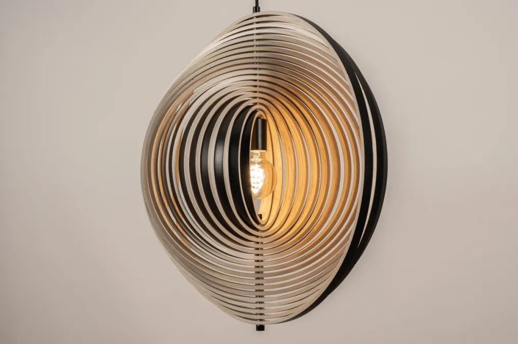 Závěsné designové dřevěné svítidlo do obýváku Wood Barcelona and Black