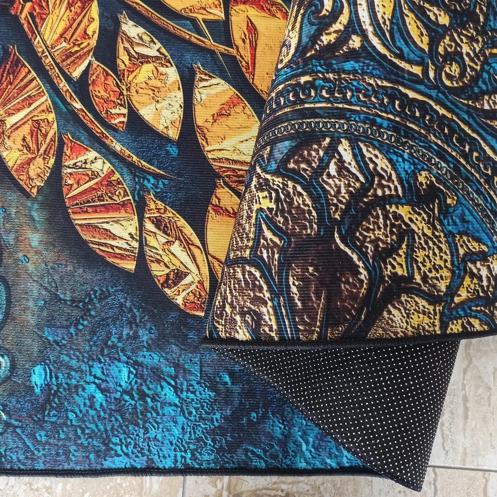DY Modrý koberec s orientálním vzorem Horeca-New 125 Rozměr: 60x100 cm