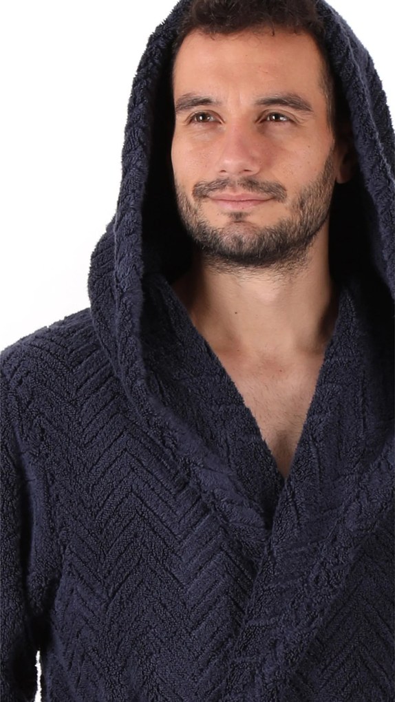 Bavlněný župan Athena s kapucí tmavě modrá 31 16 5952 unisex - M