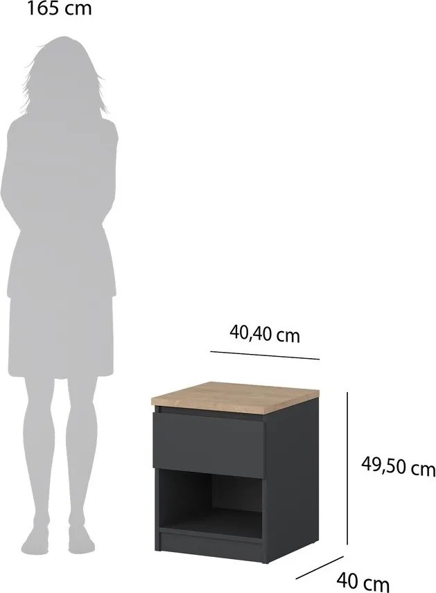 Tmavě šedý noční stolek Naia – Tvilum