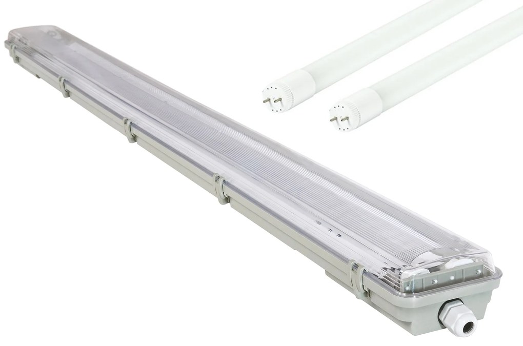 ECOLIGHT Svítidlo + 2x LED trubice mini plate - T8 - 120cm - 230V - IP65 - teplá bílá