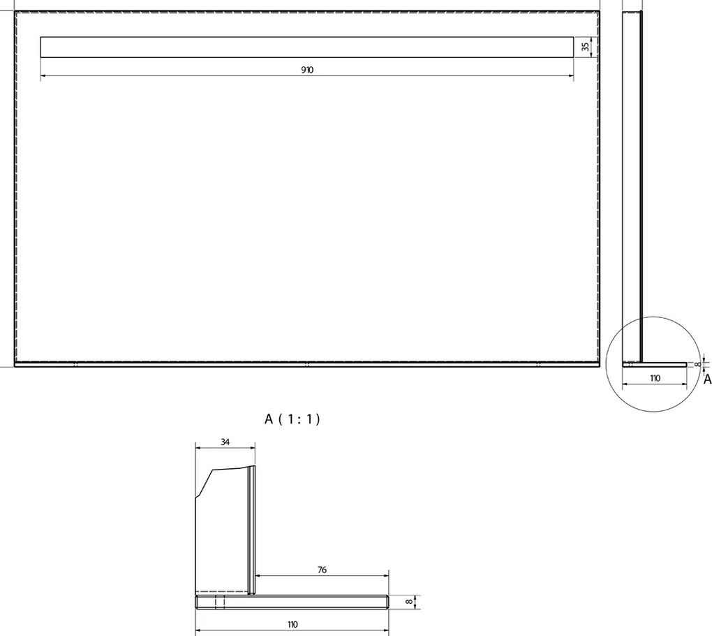 Sapho, BRETO LED podsvícené zrcadlo, skleněná police, 1000x608mm, BT100