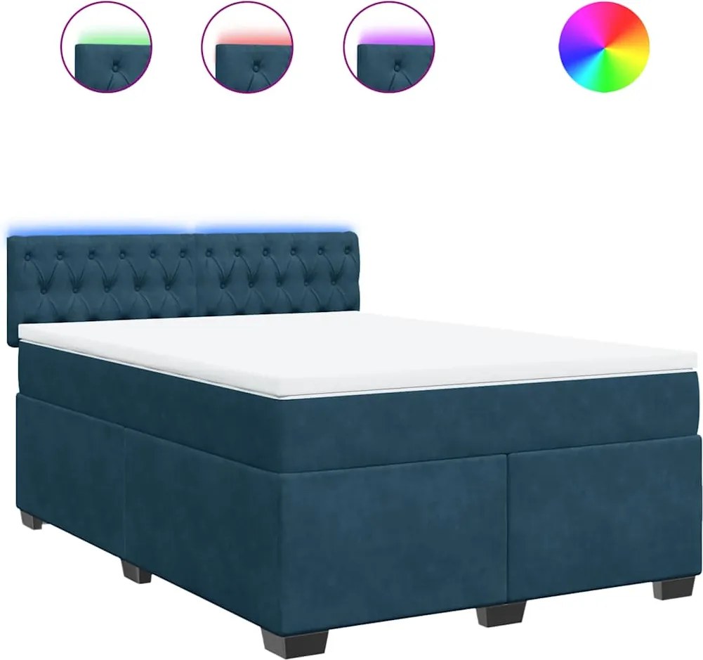 Box spring postel s matrací modrá 160 x 200 cm samet 3288664