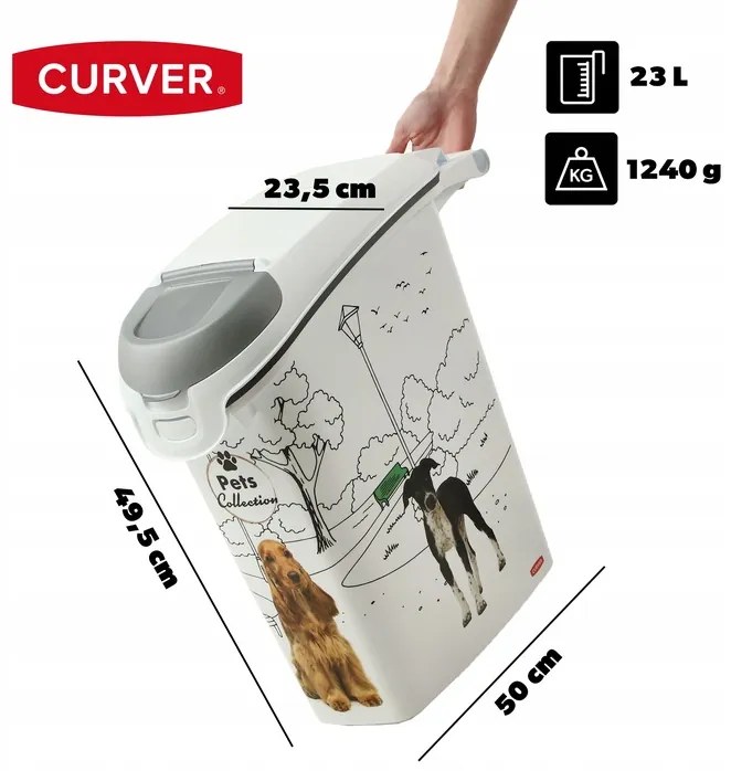 CURVER Kontejner a úložný box na granule pro psy, 23l/10kg DOG