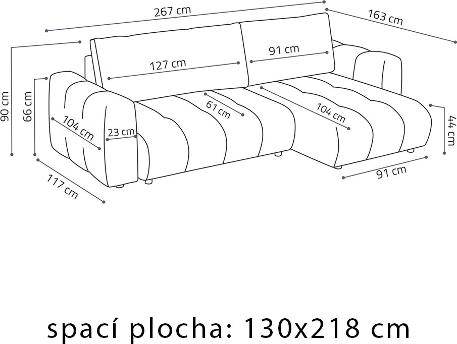 Sedací souprava JOHI | 163x267 cm | rozkládací + úložný prostor | VÝBĚR TKANIN