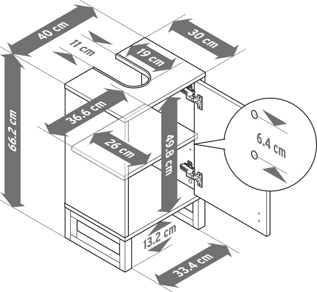 Tchibo - Malá skříňka pod umyvadlo s dvířky - barva: bílá