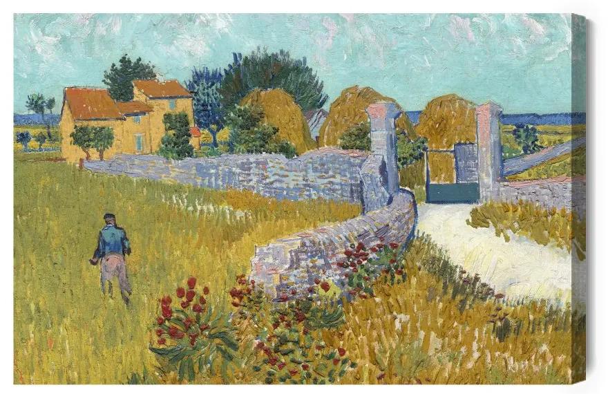 Obraz Vincent Van Gogh &amp;quot;Farma V Provence&amp;quot; Reprodukce Nedostatek Nedostatek Přírodní plátno 90x60