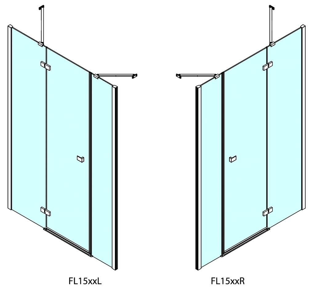 Polysan FORTIS LINE sprchové dveře do niky trojdílné 1300mm, čiré sklo, levé FL1513L