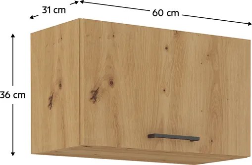 Horní skříňka, černý mat / dub artisan, Monro 60 GU-36 1F
