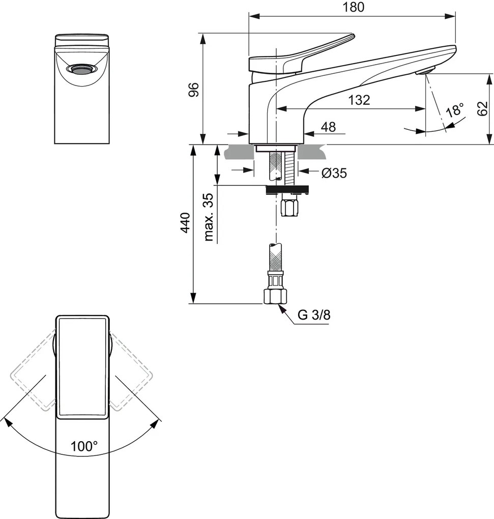 Ideal Standard Conca - Umyvadlová baterie bez odtokové garnitury, kartáčovaná zlatá BC754A2