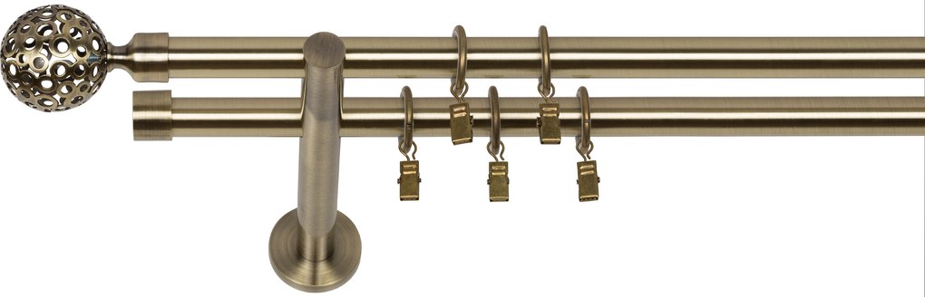 Dekodum Dvouřadá moderní garnýž Azur 19 mm starožitné zlato 320 cm