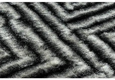 Moderní koberec FLIM 010 B3 shaggy, bludiště Strukturální černý / š velikost 120x160 cm | krásné koberce cz