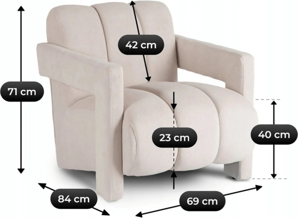 Designové křeslo Bender krémové